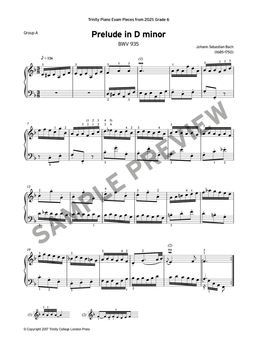 Prelude in D minor, BWV 935 - J S Bach (Grade 6 Piano) - ebook ...