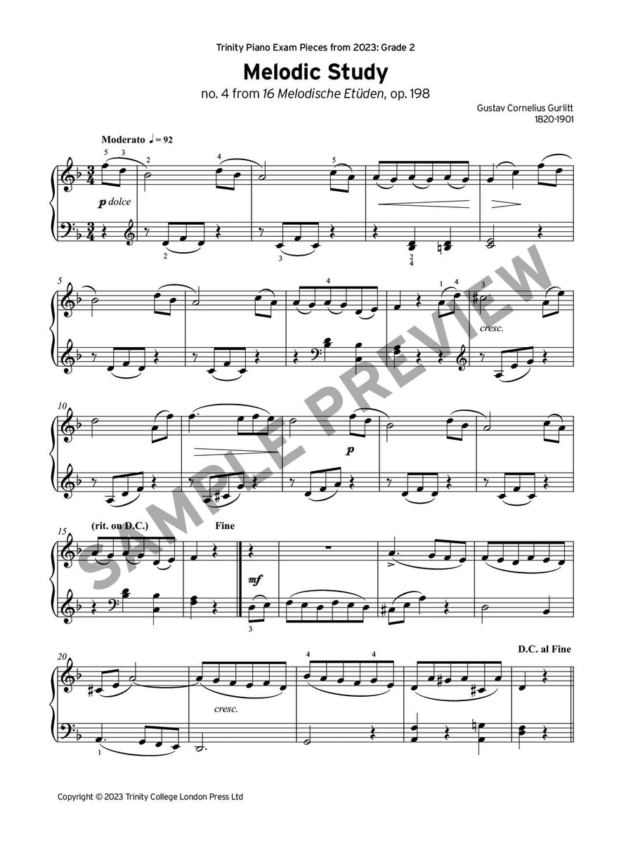 Melodic Study (no. 4 from 16 Melodische Etüden, op. 198) - Gurlitt (Gr – Trinity College London ...