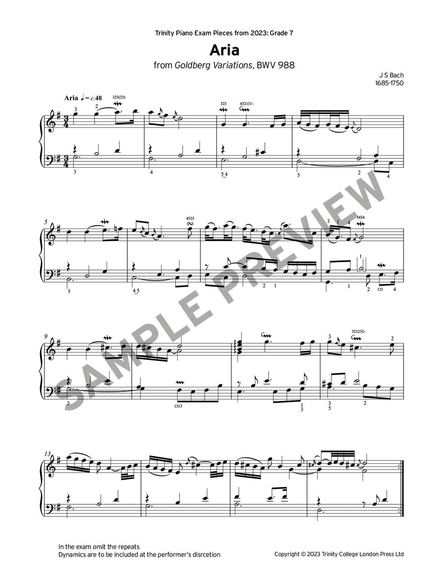 Aria (from Goldberg Variations, BWV 988) - J S Bach (Grade 7 Piano) - – Trinity College London ...