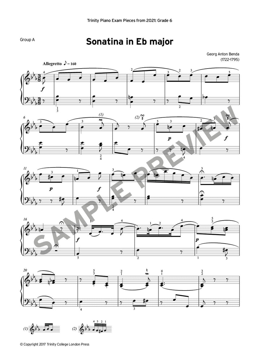 Sonatina in Eb - Benda (Grade 6 Piano) - ebook – Trinity College London ...