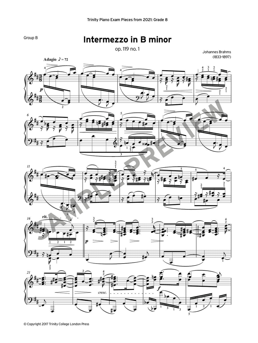 Intermezzo in B minor, op. 119 no. 1 - Brahms (Grade 8 Piano) - ebook ...