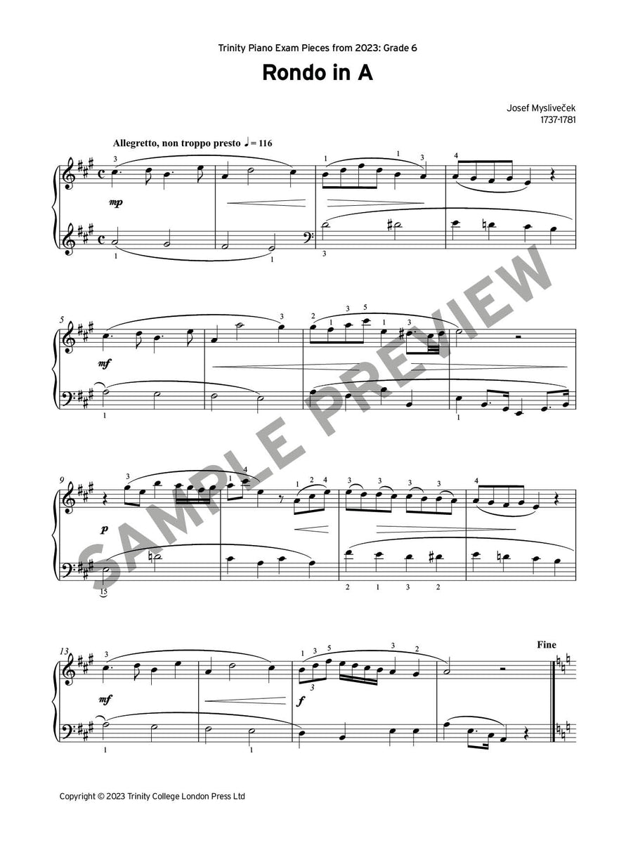Rondo in A - Myslive?ek (Grade 6 Piano) - ebook – Trinity College ...