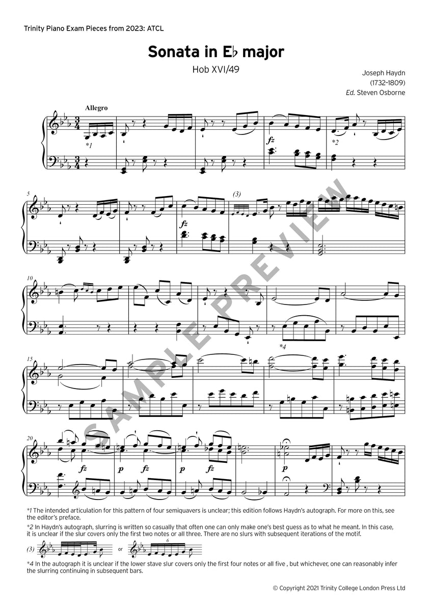 Sonata in E♭ major - Haydn (ATCL Piano) - ebook – Trinity College ...