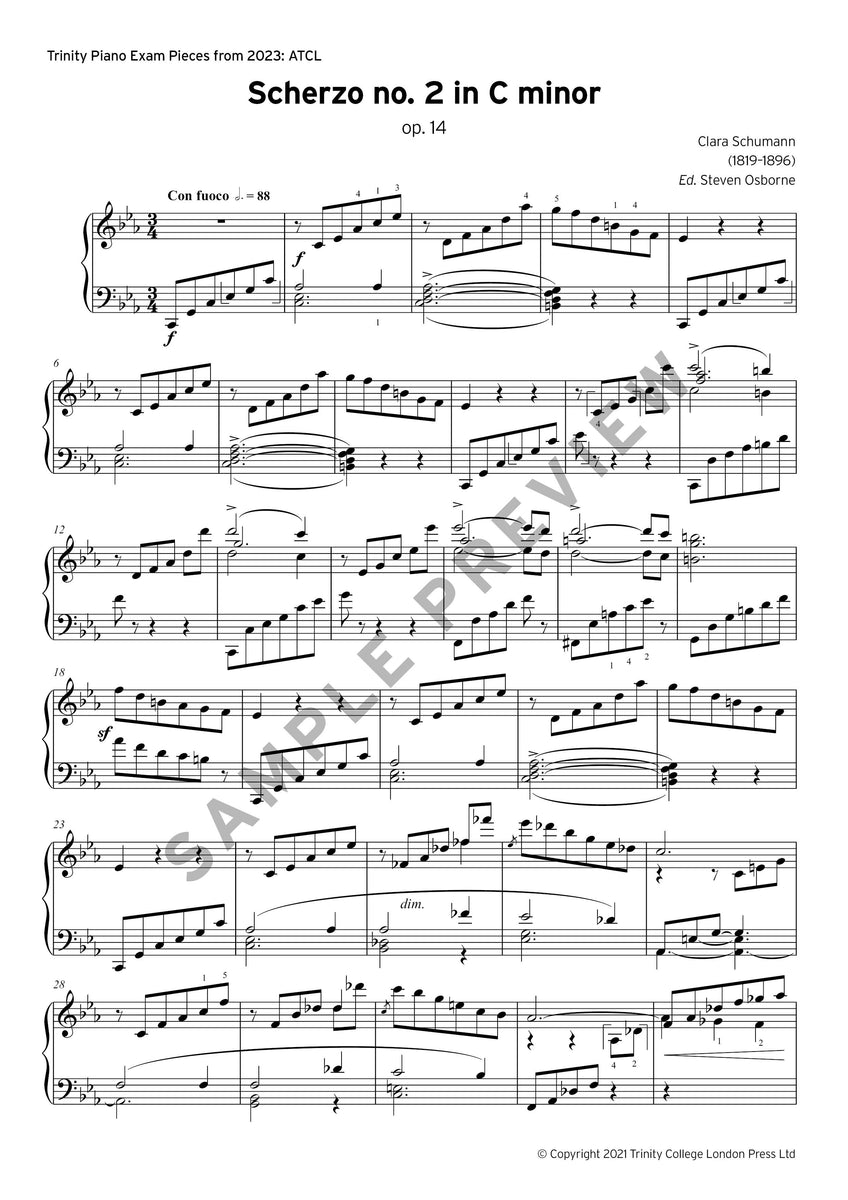 Scherzo no. 2 in C minor - C Schumann (ATCL Piano) - ebook – Trinity ...