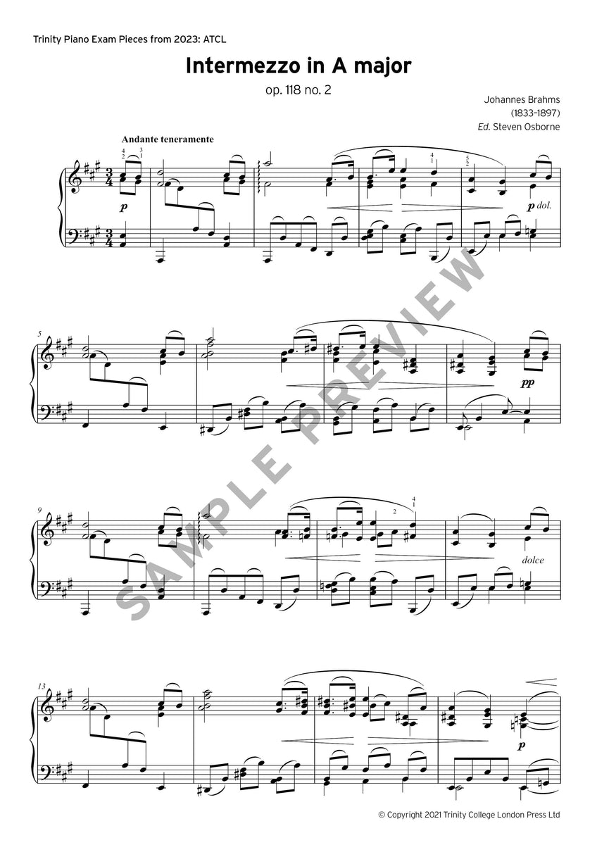 Intermezzo in A major - Brahms (ATCL Piano) - ebook – Trinity College ...