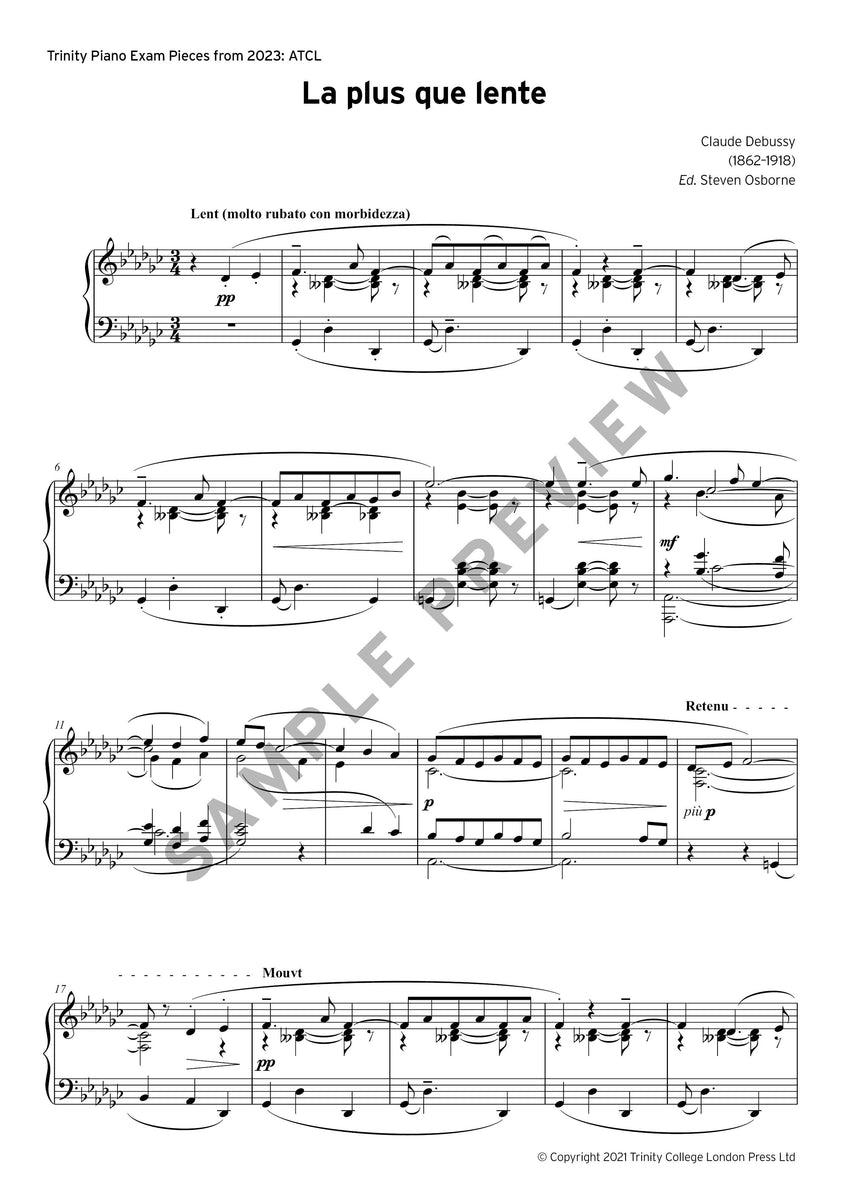 La plus que lente - Debussy (ATCL Piano) - ebook – Trinity College ...