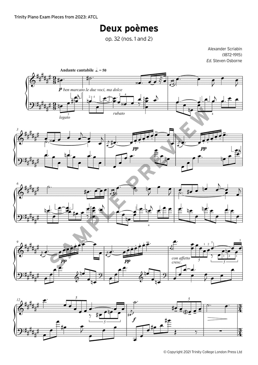 Deux poèmes - Scriabin (ATCL Piano) - ebook – Trinity College London ...