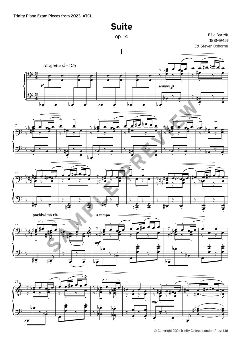 Suite - Bartók (ATCL Piano) - ebook – Trinity College London Press Store
