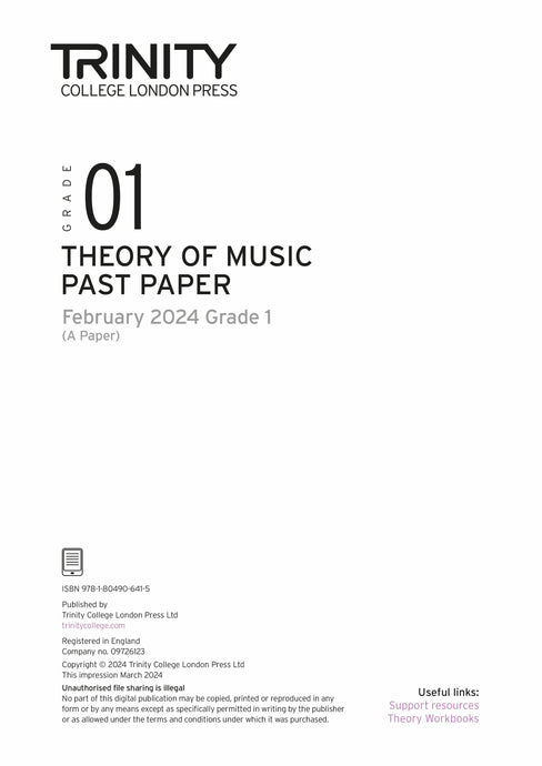 Theory of Music Past Papers (English): Grade 1 – Trinity College London ...