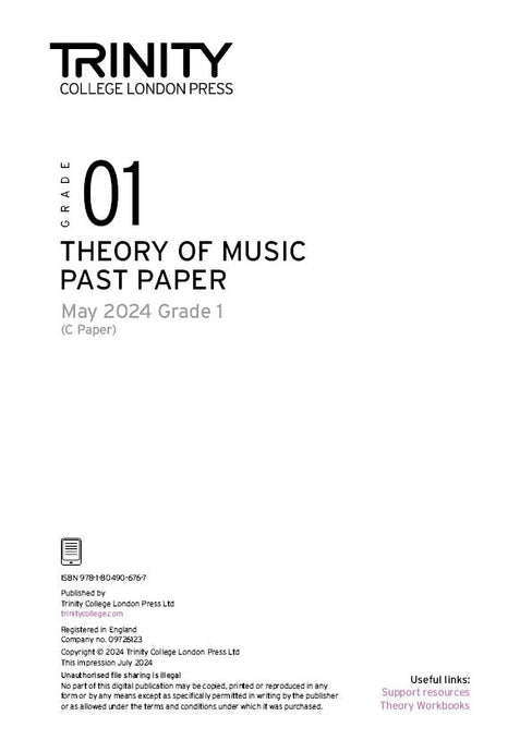 Theory of Music Past Papers (English): Grade 1 – Trinity College London ...
