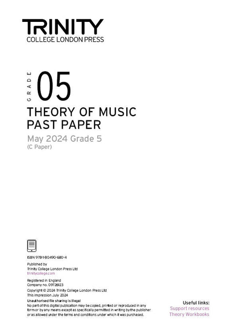 Theory of Music Past Papers (English): Grade 5 – Trinity College London ...