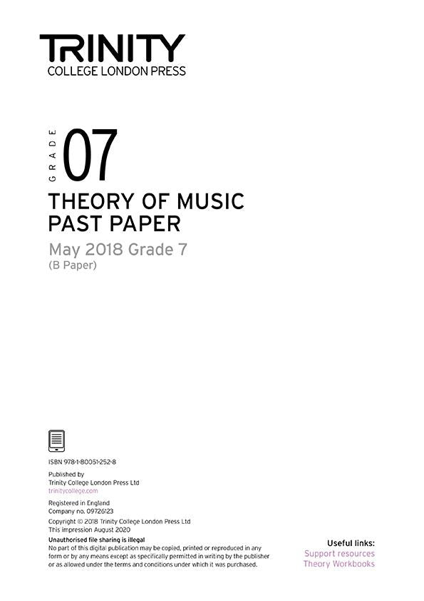 Theory of Music Past Paper 2018 May B: Grade 7 - ebook – Trinity ...